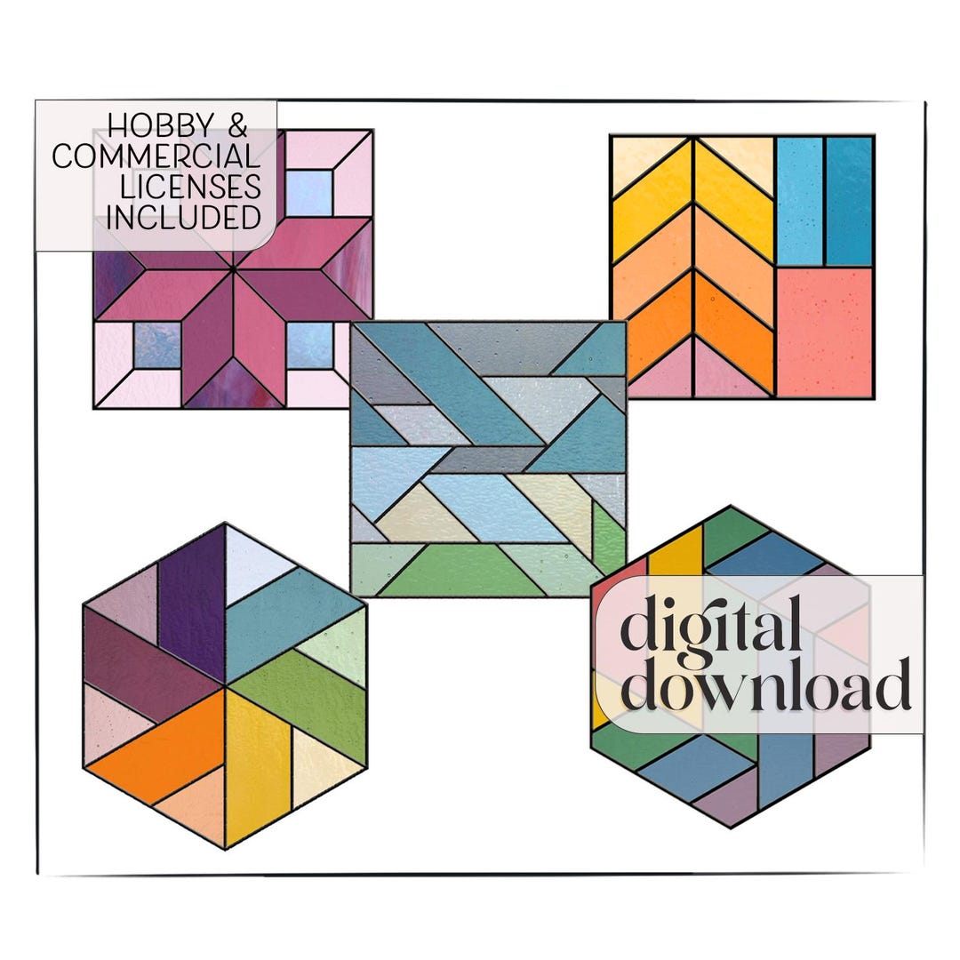 Geometric Patterns for Stained Glass, 5 Modern Stained Glass Patterns ...
