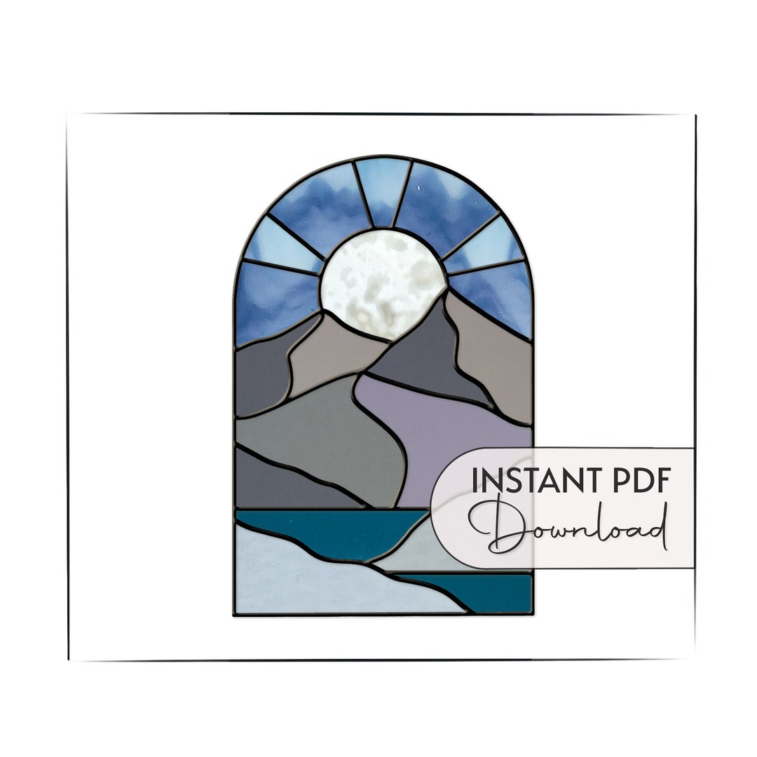 Boho Landscape Stained Glass Pattern, Boho Arch Decor, Digital Pattern ...
