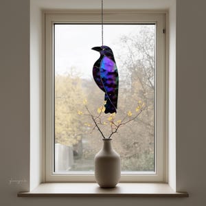 Raven Stained Glass Pattern: Blackbird Window Hanging (PDF & PNG) - Etsy