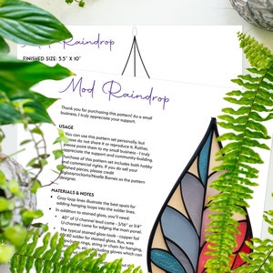 Modern Stained Glass Leaves Pattern, Plant Stained Glass Patterns ...