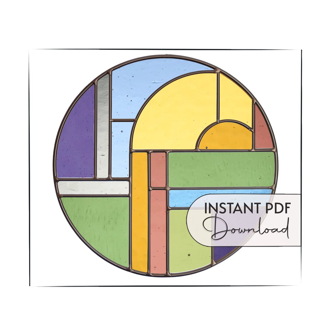 Groovy Round Stained Glass Pattern, Modern Stained Glass Design ...