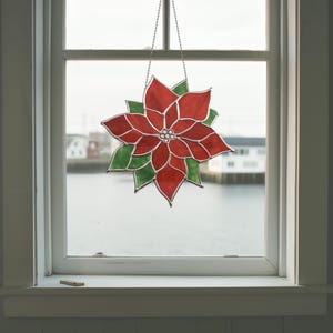 Poinsettia Stained Glass Flower Pattern, Printable PDF Pattern, Modern ...