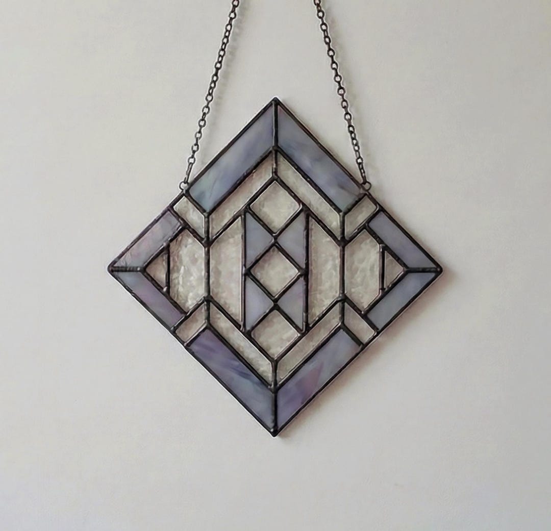 Beginner Stained Glass Pattern: Square Geometric Suncatcher PDF, SVG ...