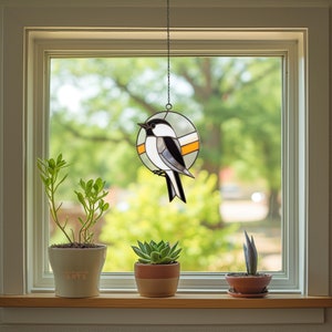 Stained Glass Chickadee Pattern, Stained Glass Bird, Digital Printable ...
