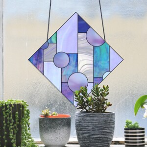 Square Stained Glass Geometric Pattern, Modern Stained Glass Design ...