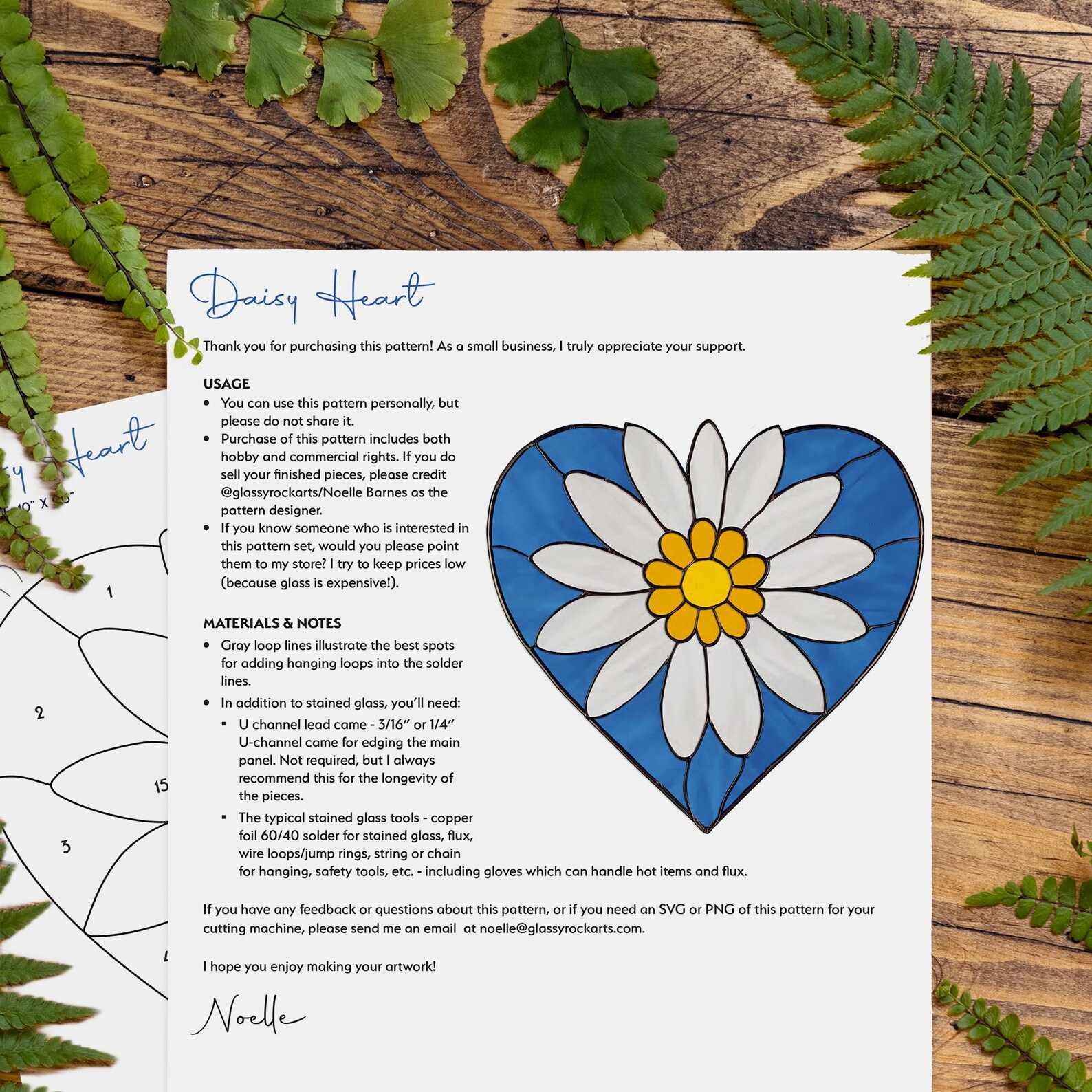 Daisy Heart Stained Glass Pattern: Flower Suncatcher Design (PDF & PNG ...