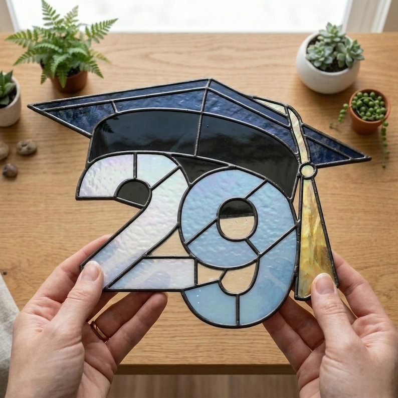 Stained Glass Graduation Cap Pattern: Class of 2029 Gift (digital ...