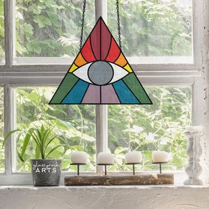 Stained Glass Triangle Eye Geometric Pattern & PNG, Modern Stained ...
