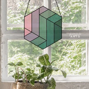 Beginner Stained Glass Hexagon Stripe Geometric Pattern, Modern Stained ...