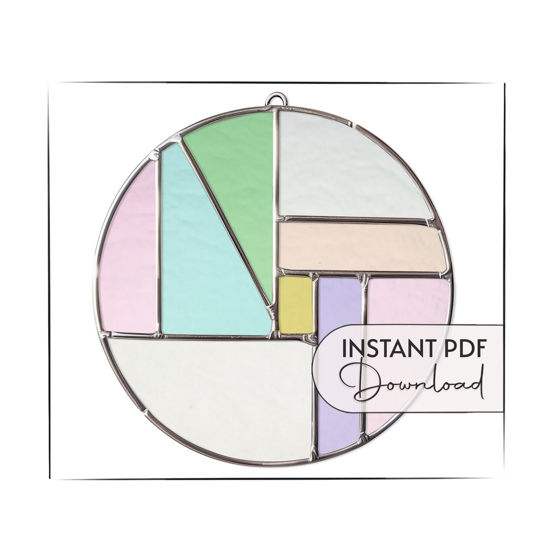 Round Beginner Stained Glass Pattern, Modern Stained Glass Design ...