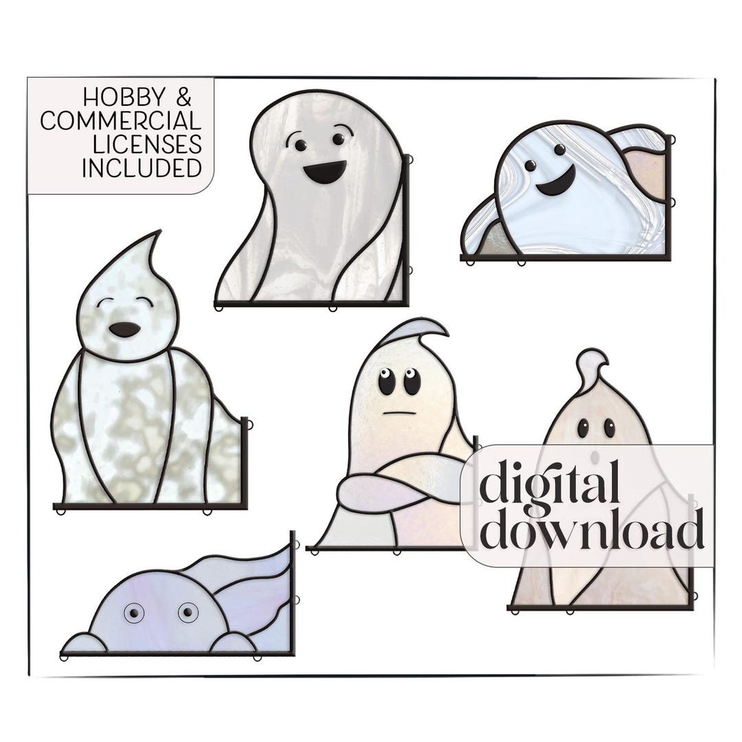 Ghost Stained Glass Pattern Pack, Digital Patterns to Download, Stained ...