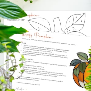 Leafy Pumpkin Stained Glass Pattern: Halloween Suncatcher Design (PDF ...