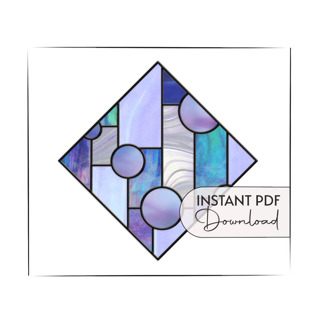 Square Stained Glass Geometric Pattern, Modern Stained Glass Design ...