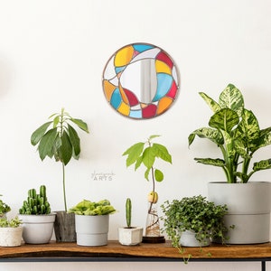 Round Organic Stained Glass Mirror Pattern, Round Stained Glass ...