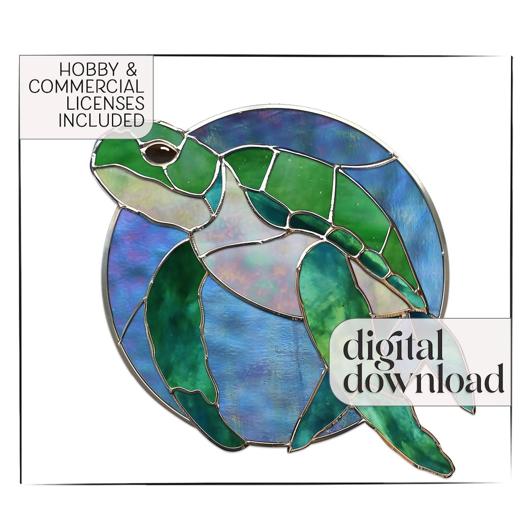 Stained Glass Sea Turtle Pattern: DIY Suncatcher (PDF & PNG) - Etsy