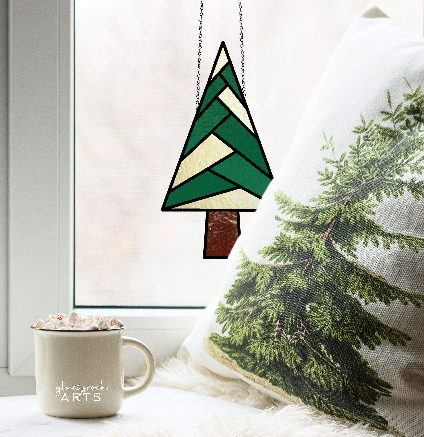 Stained Glass Christmas Tree Pattern: Suncatcher DIY (digital Download ...