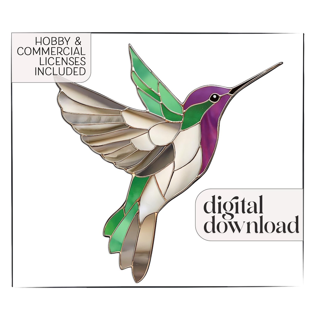 Stained Glass Giant Hummingbird Pattern, Printable Digital Download ...