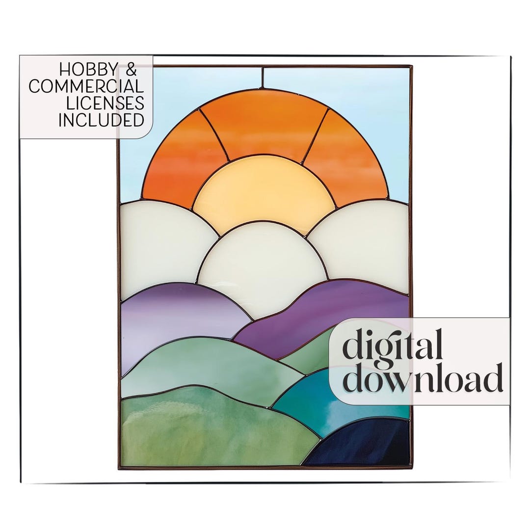 Mod Landscape Stained Glass Pattern, Modern Stained Glass Design ...