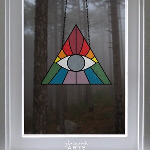 Stained Glass Triangle Eye Geometric Pattern, Modern Stained Glass ...