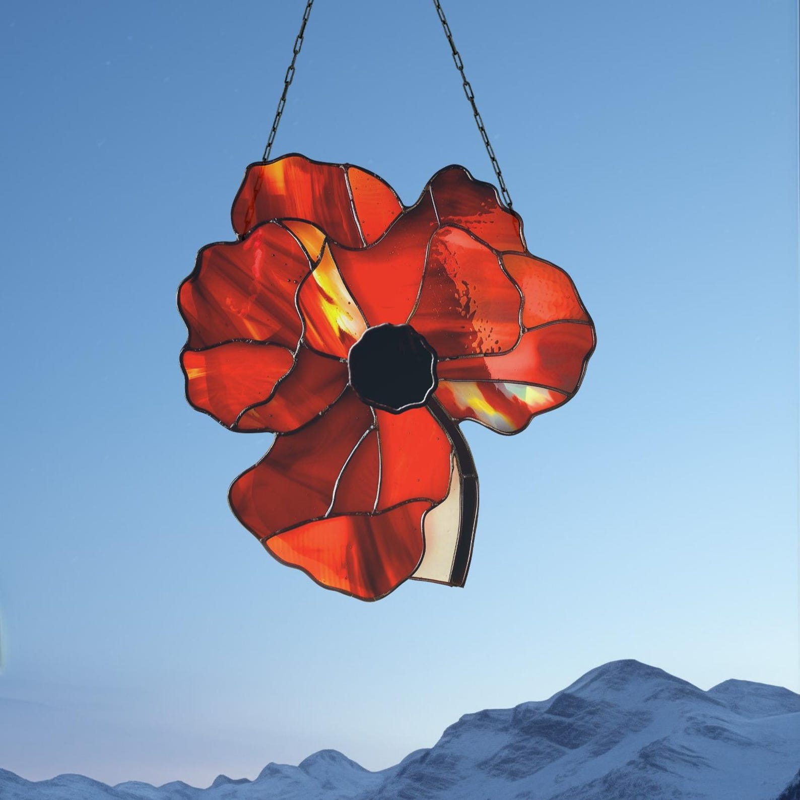 Poppy Stained Glass Pattern: Flower Suncatcher Template PDF & PNG - Etsy