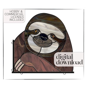 Sloth Stained Glass Pattern, Digital Pattern to Download, Stained Glass ...