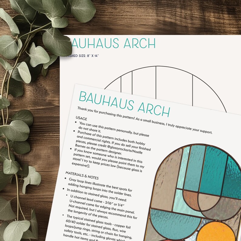 Bauhaus Arch Stained Glass Pattern: Geometric Design Suncatcher (PNG ...