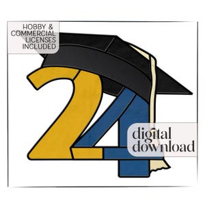 Stained Glass Pattern for Graduation Gift 2024, Graduation Cap ...