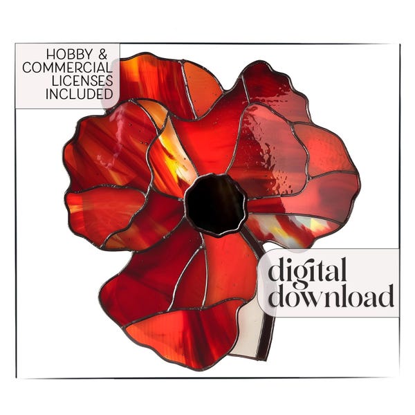 Stained Glass Poppy - Etsy