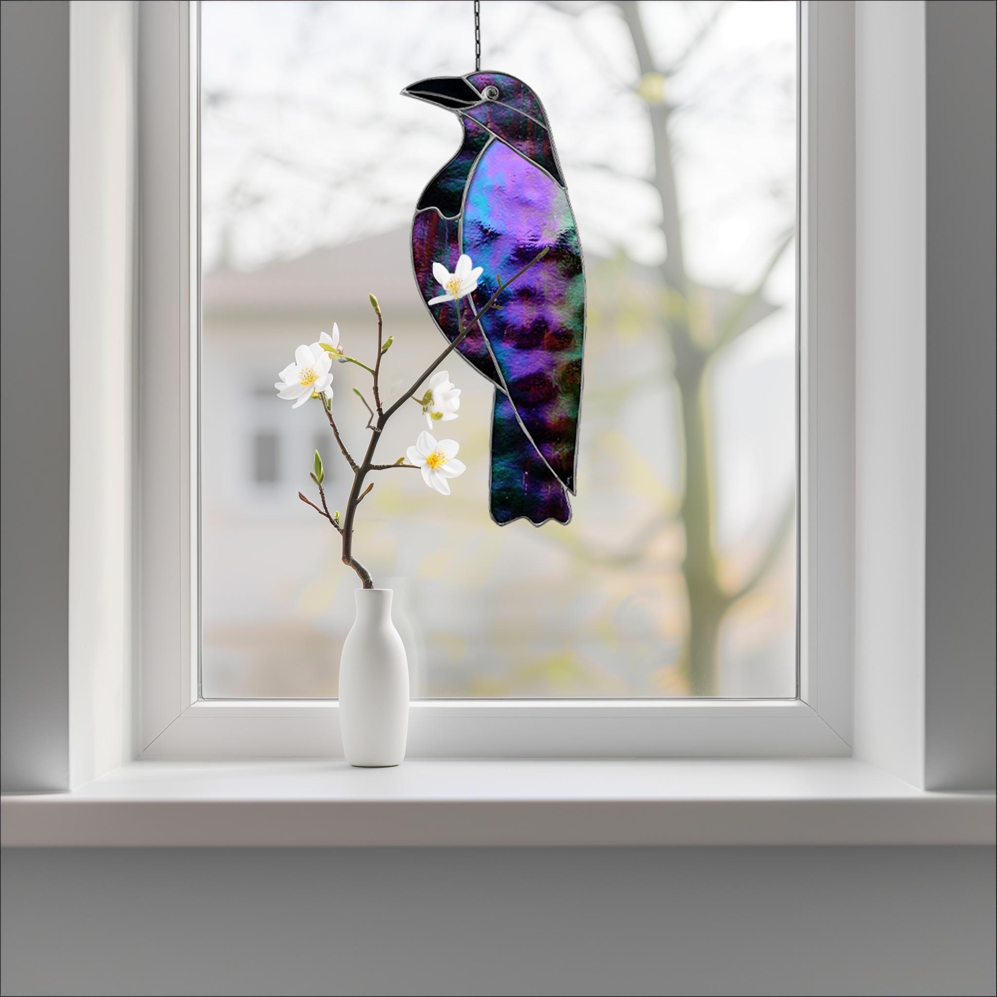 Raven Stained Glass Pattern: Blackbird Window Hanging (PDF & PNG) - Etsy