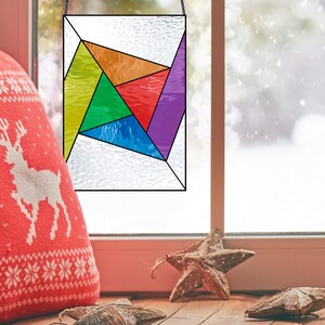 Beginner Stained Glass Geometric Pattern, Modern Pinwheel Stained Glass ...