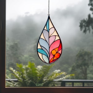 Modern Stained Glass Leaves Pattern, Plant Stained Glass Patterns ...