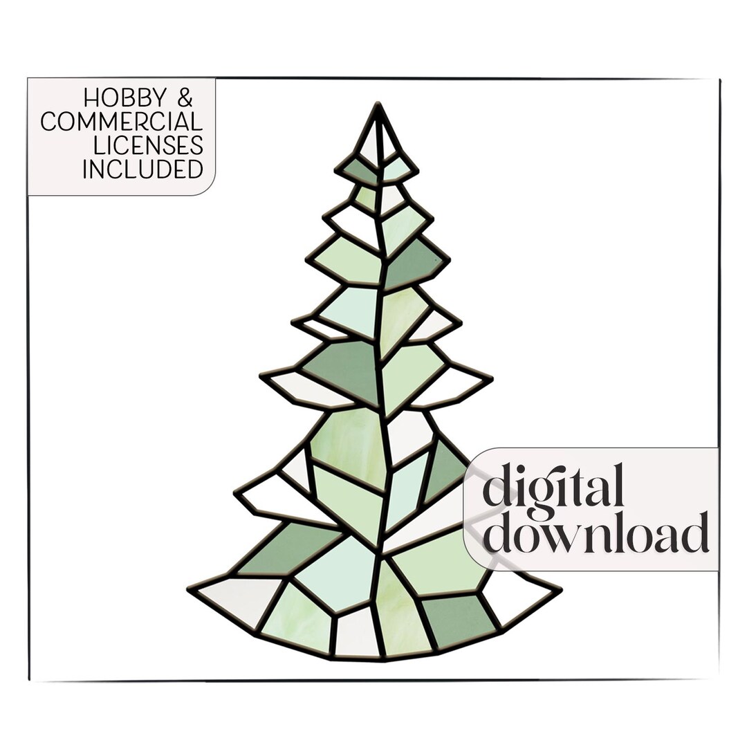 Geometric Stained Glass Christmas Tree Pattern, Digital Download, Stain ...