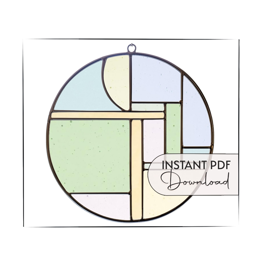 Round Beginner Stained Glass Pattern, Modern Stained Glass Design ...