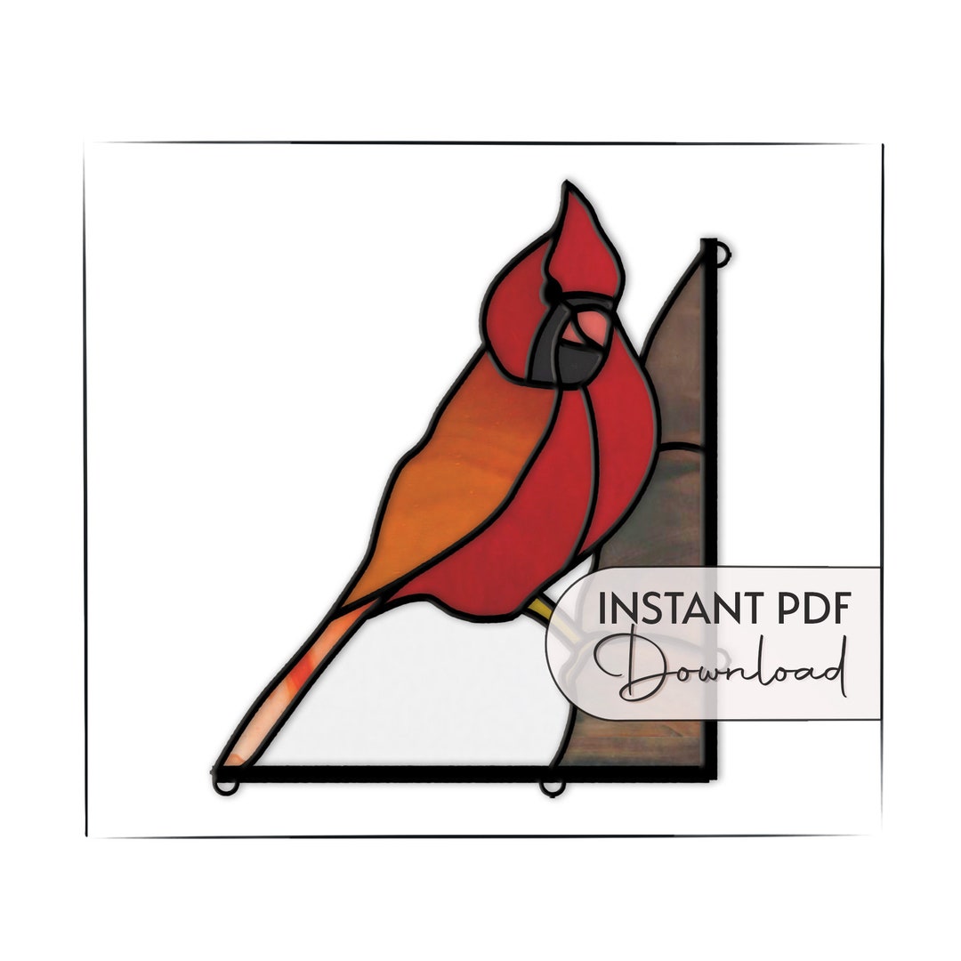 Stained Glass Bird Pattern, Digital Pattern to Download for Cardinal ...
