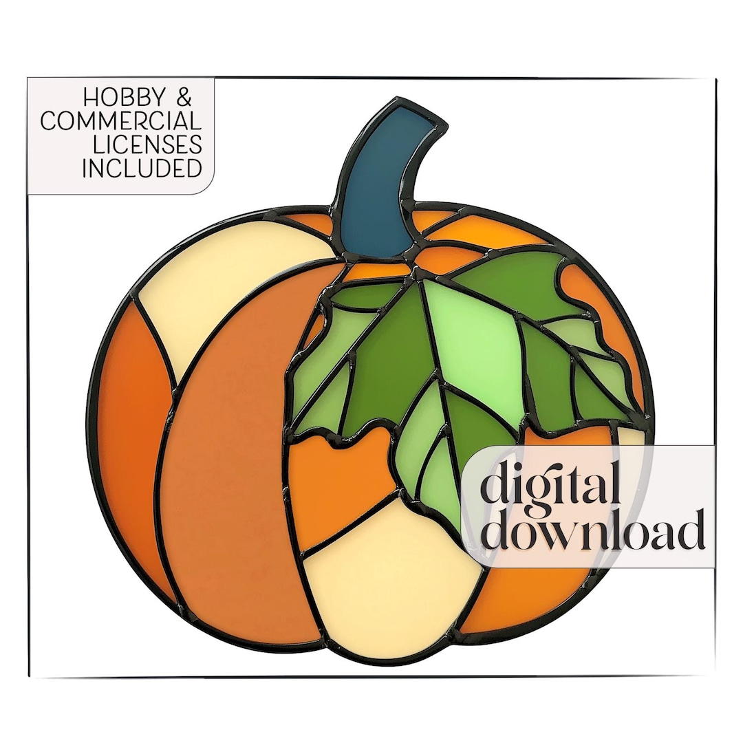 Fall Pumpkin Stained Glass Pattern: Suncatcher Design (PDF & PNG) - Etsy