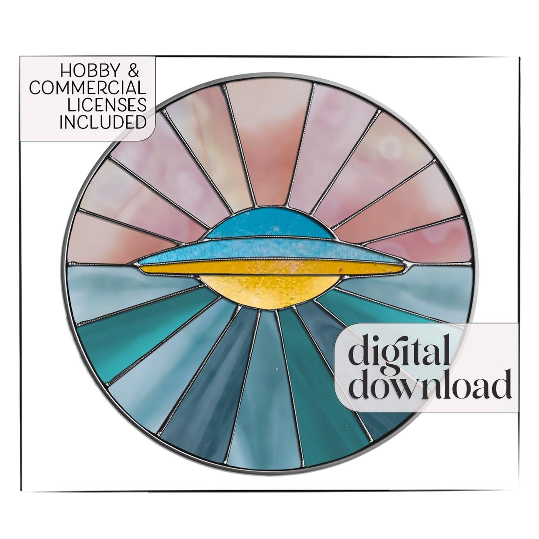 UFO Round Stained Glass Pattern, Printable Stained Glass Patterns ...