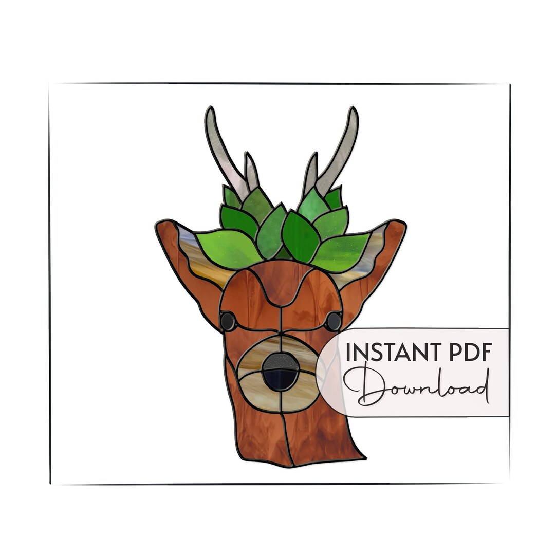 Deer Stained Glass Pattern, Digital Pattern to Download, Stained Glass ...