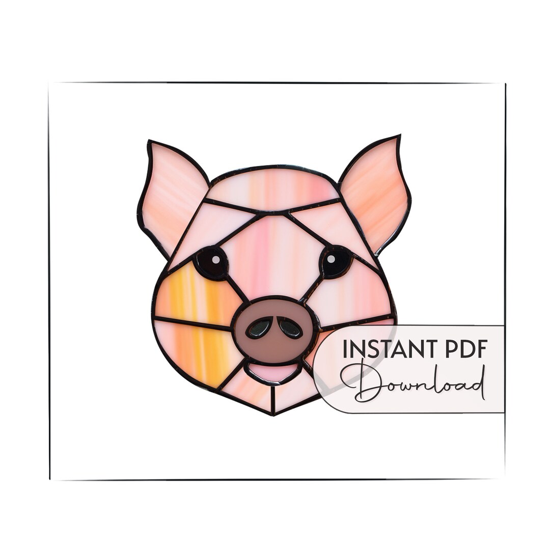 Pig Stained Glass Pattern, Digital Download for a Stain Glass Pig ...