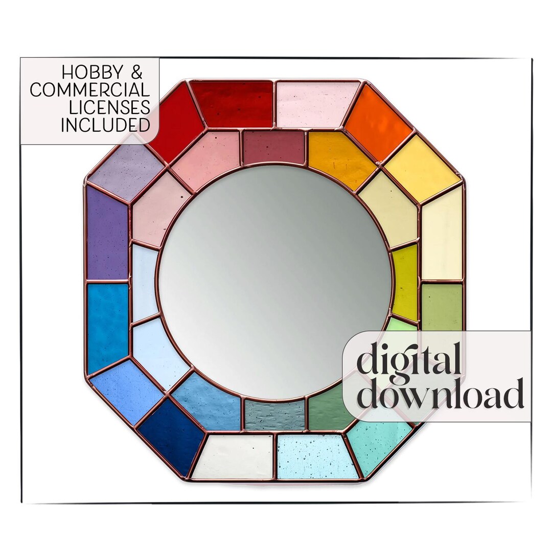 Octagon Stained Glass Mirror Pattern, Octagonal Stained Glass Geometric ...