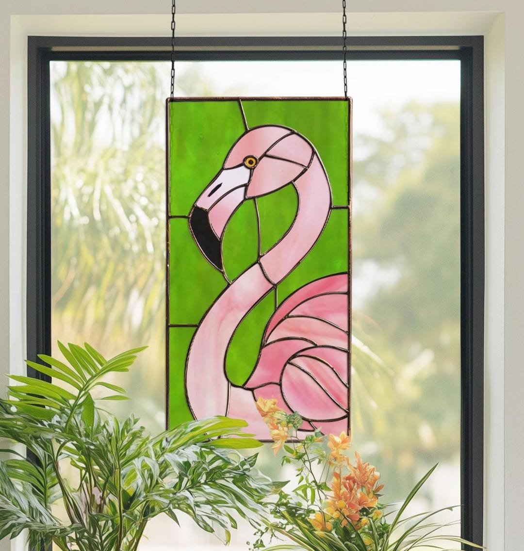 Flamingo Stained Glass Pattern – Modern Design, Printable PDF & PNG - Etsy