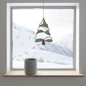 Snowy Tree Stained Glass Pattern, Stain Glass PDF Pattern, Modern ...