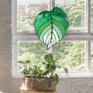 Stained Glass Leaf Pattern, Giant Leaf Stained Glass Copper Foil ...