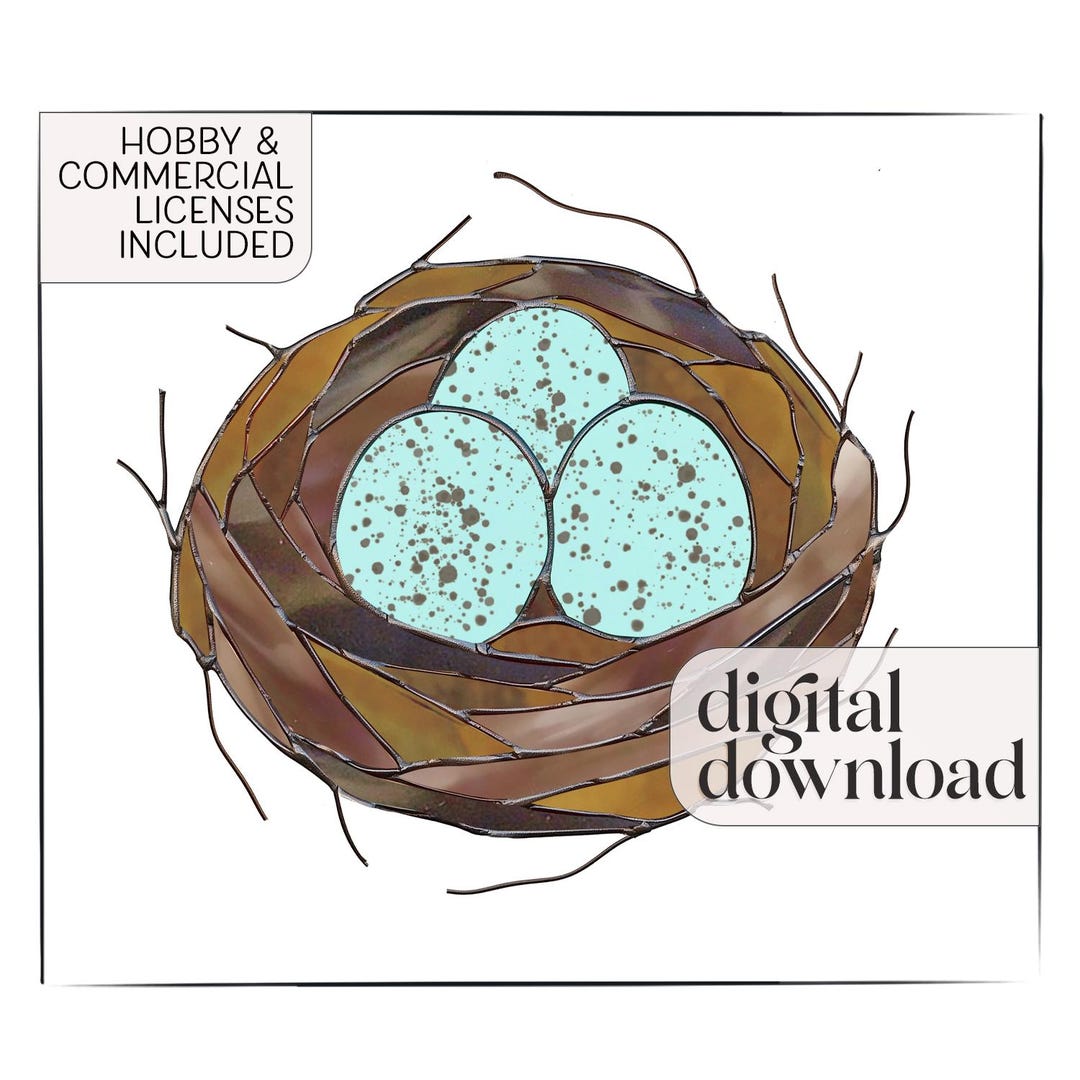Bird's Nest Stained Glass Pattern, Digital Download, Nest Template ...