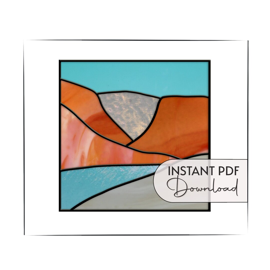 Beginner Landscape Stained Glass Pattern, Desert Stained Glass ...