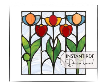 Stained Glass Tulip Flower - Etsy