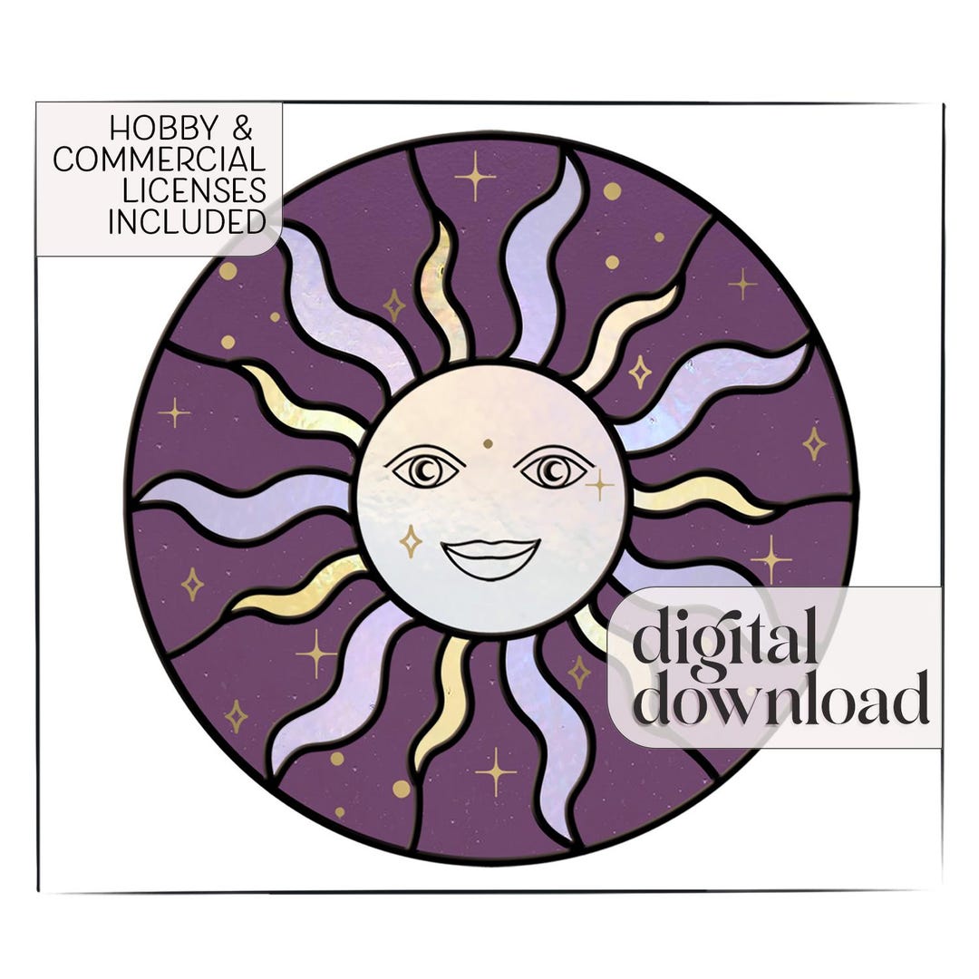 Stained Glass Sun Pattern, Sacred Sun Stained Glass Pattern, Witchy ...