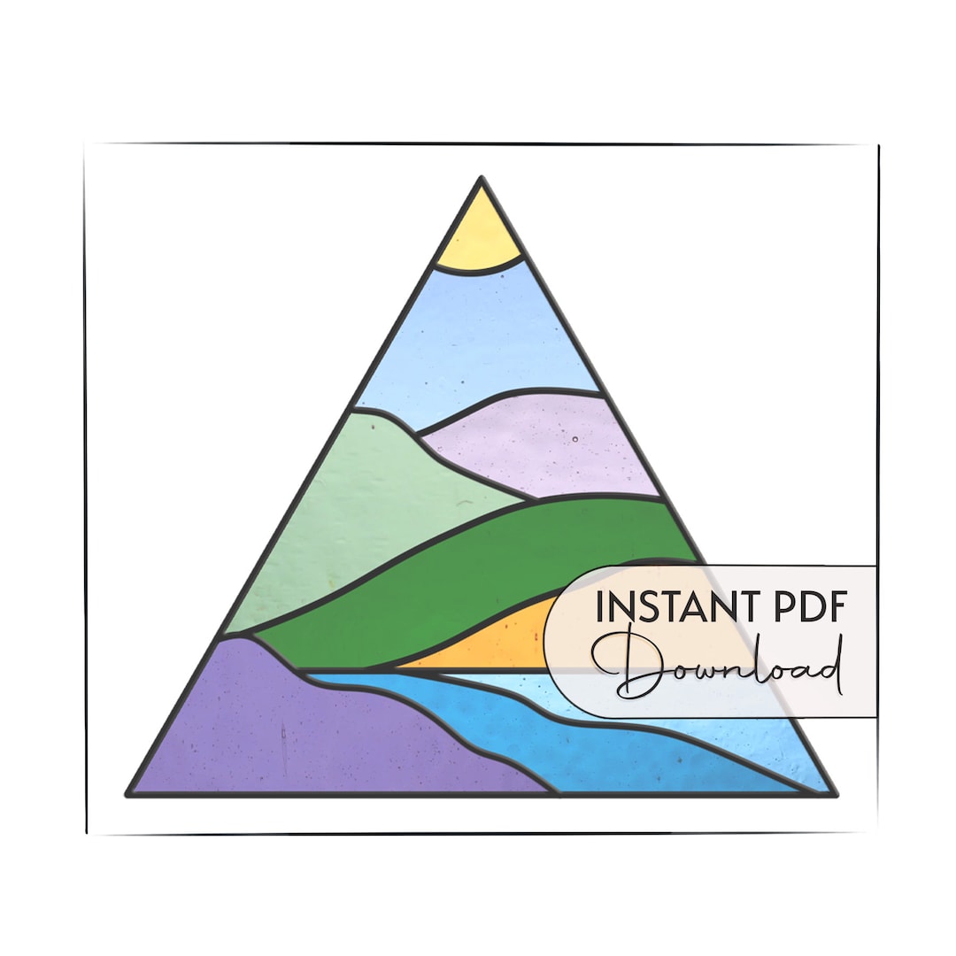 Triangle Landscape Stained Glass Pattern, Modern Stained Glass ...