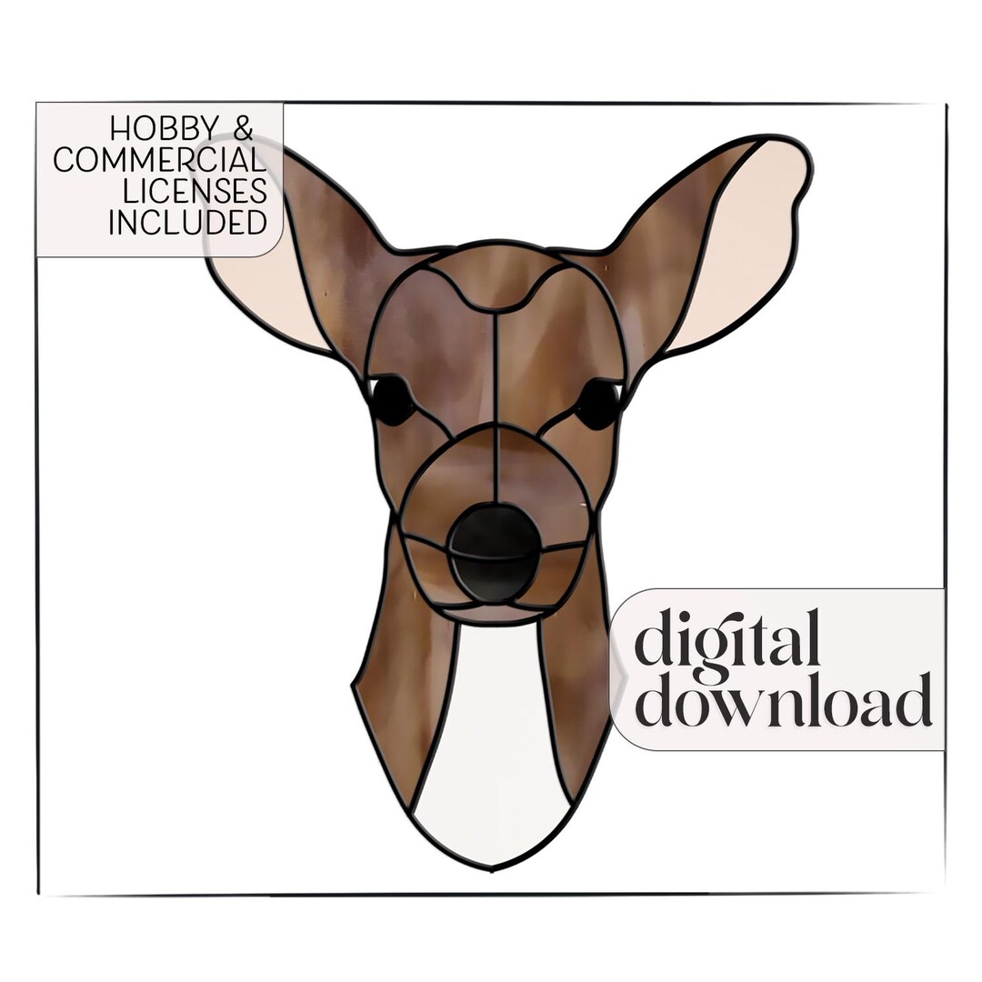 Deer Stained Glass Pattern & PNG - DIY Suncatcher Template for Animal ...