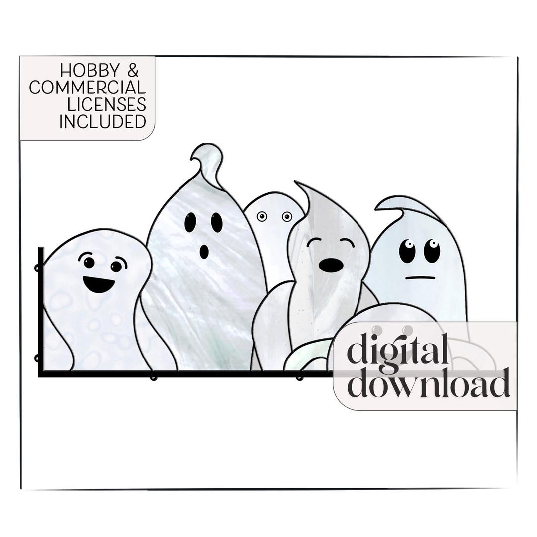 Ghosts Stained Glass Pattern: Halloween Suncatcher Template (digital ...