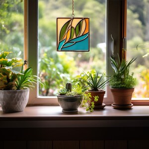 Modern Stained Glass Plant Patterns, 4 Printable Plant Stained Glass ...
